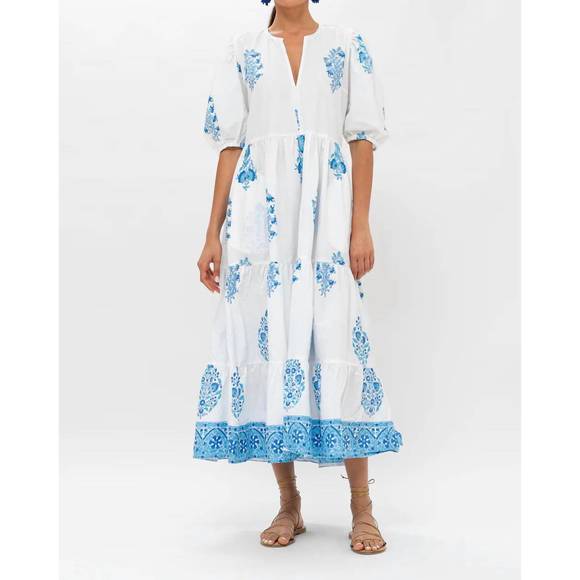 Oliphant | Dresses | New Oliphant Puff Sleeve Maxi Dress In Laguna Blue ...